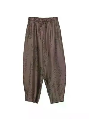 ALYSI Floral-print Silk Track Pants - Brown