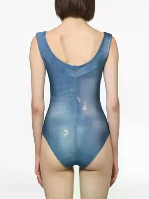 ATU BODY COUTURE Denim-print Corset Top