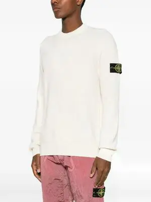 Stone Island Logo Patch Crew Neck Sweater - Neutrals