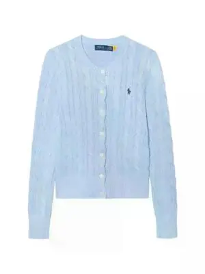 Polo Ralph Lauren Cable Knit Cotton Cardigan With Embroidered Logo