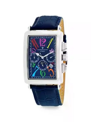 CHRISTIAN VAN SANT Prodigy 52mm Rectangular Watch With Multi-color Numerals - Blue