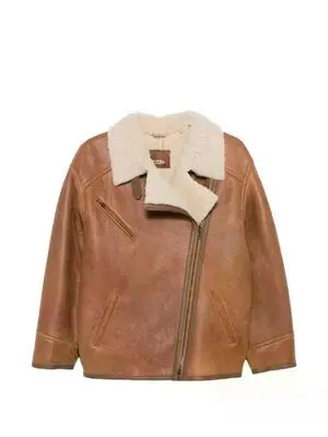 Isabel Marant Étoile Shearling-collar Leather Jacket - Brown