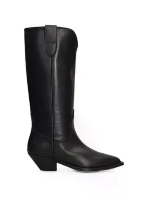 VIA ROMA 15 Western-style Leather Cowboy Boots - Black