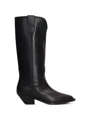 VIA ROMA 15 Western-style Leather Cowboy Boots - Black