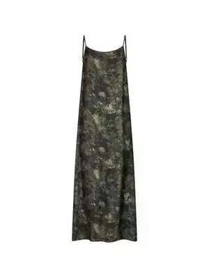 UMA WANG Floral-pattern Flared Maxi Dress - Green