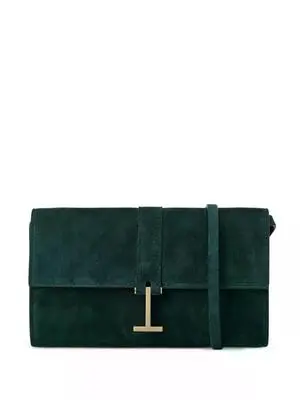 TOM FORD T-clasp Suede Clutch Bag - Green