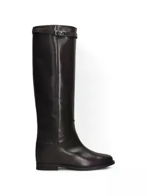 VIA ROMA 15 Buckled Leather Knee-high Boots - Brown