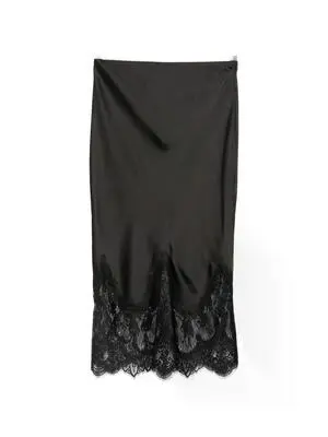 Norma Kamali Lace-trim Midi Skirt - Black