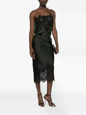 Norma Kamali Lace-trim Midi Skirt