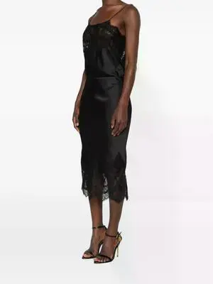 Norma Kamali Lace-trim Midi Skirt