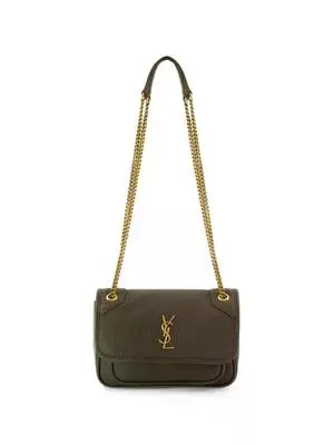 Saint Laurent Niki Mini Shoulder Bag In Grained Lambskin - Grey