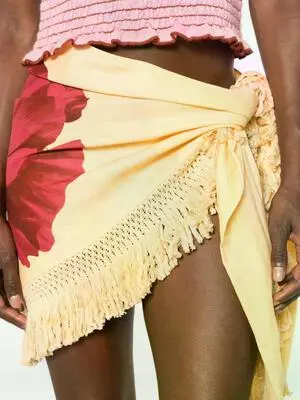 Farm Rio Floral-print Fringed-hem Sarong - Orange