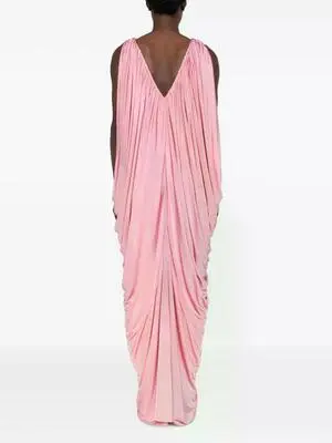 ABADIA Draped V-neck Maxi Dress
