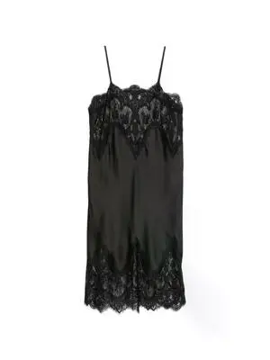Norma Kamali Bias Slip Dress With Lace - Black