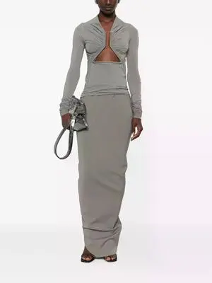 Rick Owens Long Sleeve V-neck Gathered Top - Grey