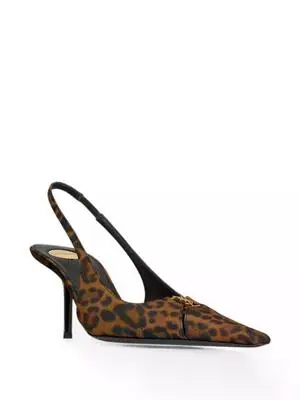 Saint Laurent Babylone Breteuil Slingback Pumps In Leopard Grosgrain