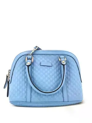 Gucci Gucci Convertible Dome Microssima Leather Mini Satchel Blue