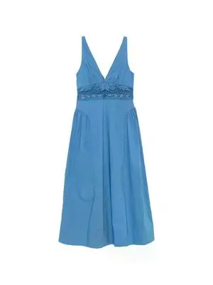 Posse Veda Crochet-trim Midi Dress - Blue