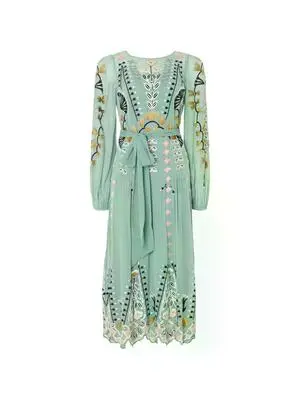 TEMPERLEY LONDON Rosalba Floral-embroidered Midi Dress - Green