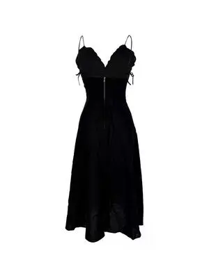REFORMATION V-neck Button-front Dress - Black