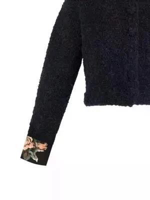 Erdem Bouclé Floral-cuff Cardigan