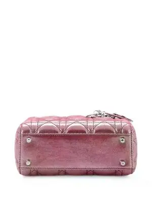 Dior Lady Chain Bag Cannage Quilt Iridescent Leather Mini Satchel - Pink