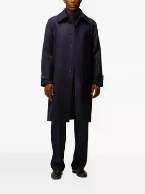 RETORI Detachable-collar Wool-gabardine Coat - Blue