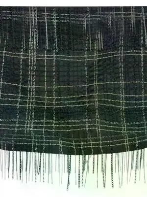 JAY AHR Checkered Fringed-hem Mini Skirt - Black