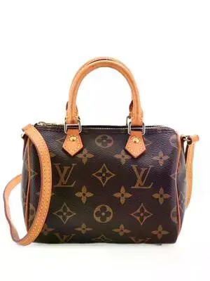 LOUIS VUITTON Speedy Bandouliere Bag Monogram Canvas Nano Crossbody Bag - Brown