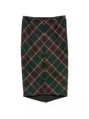 N°21 Tartan-pattern Midi Skirt - Green