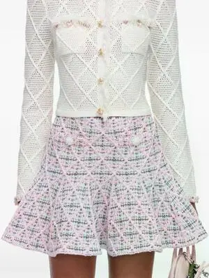 SELF-PORTRAIT Check Knit Mini Skirt - Pink