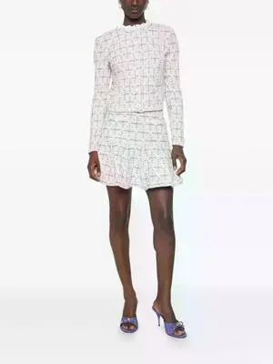 SELF-PORTRAIT Check Knit Mini Skirt - Pink