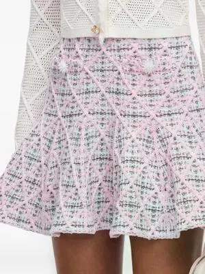 SELF-PORTRAIT Check Knit Mini Skirt - Pink
