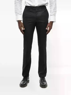 Corneliani Flat-front Virgin Wool Trousers - Black