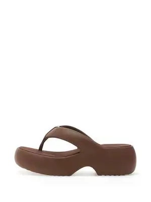 Melissa Fuzzy Platform Thong-strap Sandals - Brown