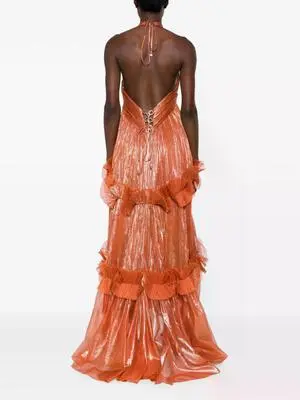 MARIA LUCIA HOHAN Ruffled Metallic-effect Maxi Dress