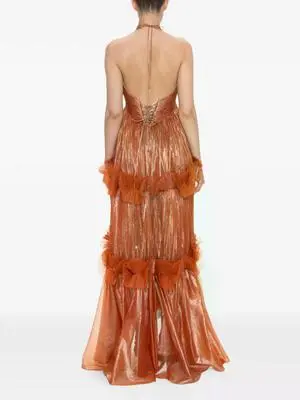 MARIA LUCIA HOHAN Ruffled Metallic-effect Maxi Dress