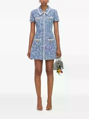 SELF-PORTRAIT Sequin-embellished Collared Mini Dress