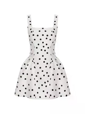 HAMZA Polka Dot Lace-up Dress - White