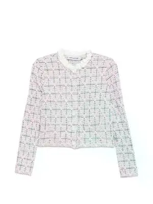 SELF-PORTRAIT Check Knit Jacket - Pink