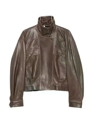 Nour Hammour Quincy Leather Jacket - Brown