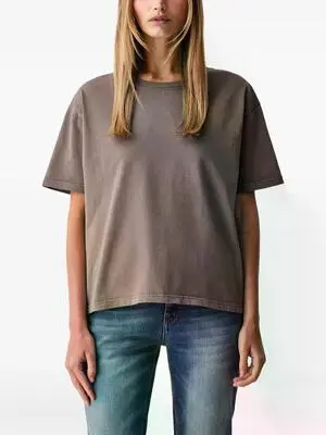 American Vintage Textured Crew Neck T-shirt - Brown