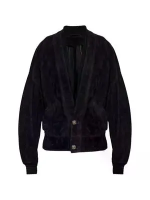 Versace Button-up Suede Jacket - Blue
