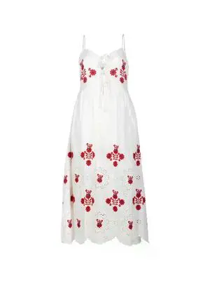 Sea Catharina Embroidered Broderie-anglaise Midi Dress - White