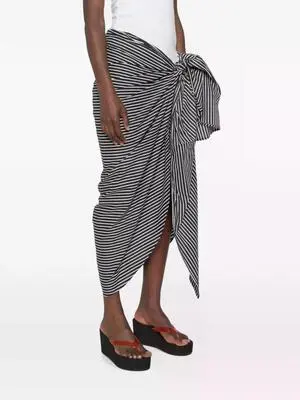 THE FRANKIE SHOP Striped Wrap Maxi Skirt - Black
