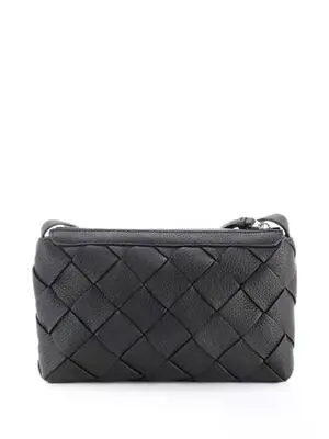 Bottega Veneta Diago Zipped Messenger Bag Maxi Intrecciato Leather Crossbody Bag - Black