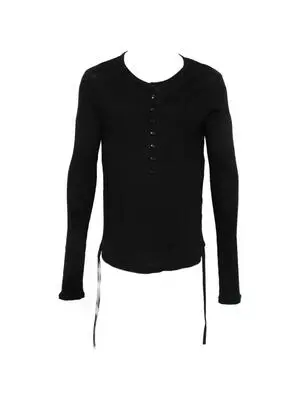 ANN DEMEULEMEESTER Ribbed-knit Henley Sweater - Black