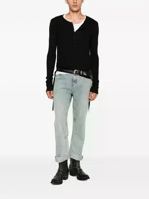 ANN DEMEULEMEESTER Ribbed-knit Henley Sweater