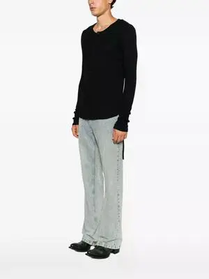 ANN DEMEULEMEESTER Ribbed-knit Henley Sweater