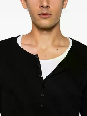 ANN DEMEULEMEESTER Ribbed-knit Henley Sweater